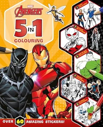 Marvel Avengers: 5 in 1 Colouring (With dot-to-dot, colour-by-numbers ...