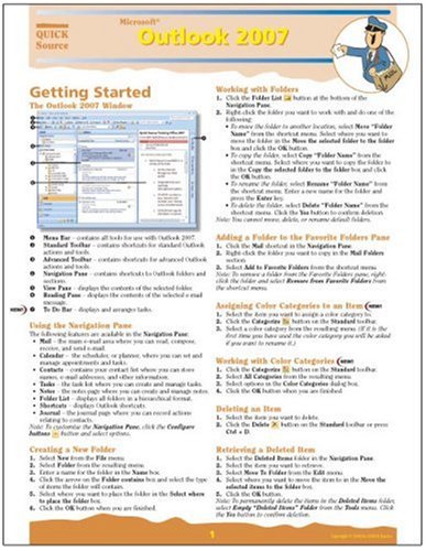 Microsoft Outlook 2007 Quick Source Reference Guide by Quick Source (2006-12-01): Quick Source ...