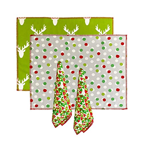Amazon.com: Farmhouse Christmas Holiday with Rudolph & Dots Set of 2 ...