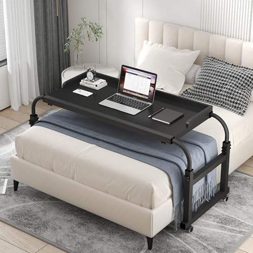 GXQFC Over Bed Desk Adjustable 115-210cm, Overbed Table with Wheels ...