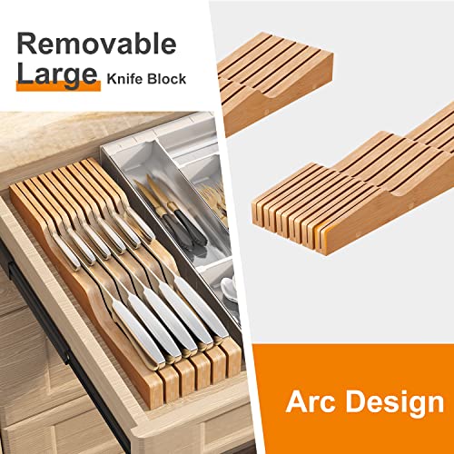 Snapklik.com : In-Drawer Knife Block Organizer - Bamboo Wood Drawer ...