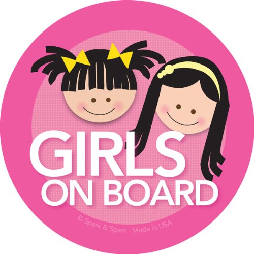 Amazon.com: Girls on Board Car Sticker - Black Hair Girls on Board ...