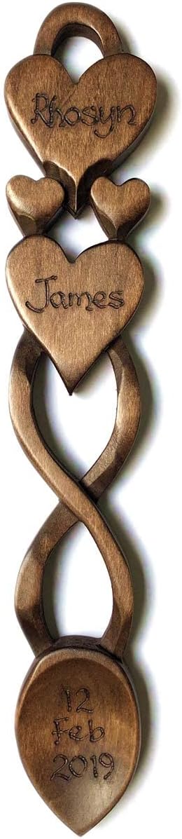 Two Hearts in One Love Spoon - Free Engraving of Names & Date on Welsh ...