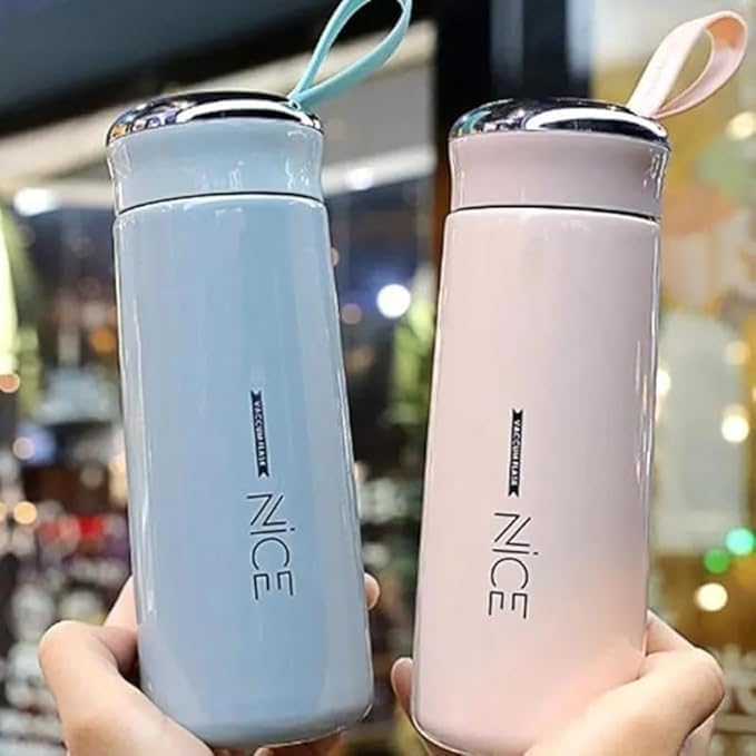 VHBIE Nice Glass 400ml Water Bottle with Glossy look & Iner Glass Bottle, (MULTICOLOUR) (Nice ...