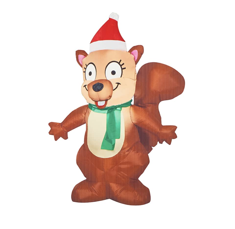 Amazon.com: 3.5’ Squirrel with Santa Hat & Scarf Christmas Inflatable ...