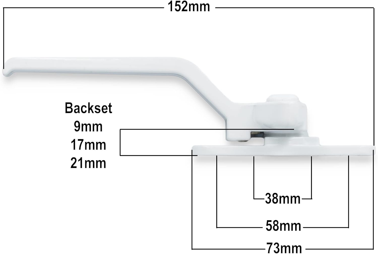 WMS uPVC Window Handle Cockspur Window Handle White Double Glazed 9mm ...