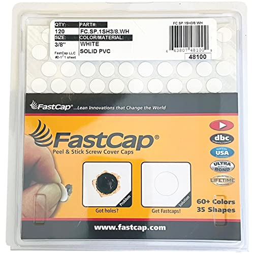 FastCap Adhesive Cover Caps PVC White 3/8" (1 Sheet 120 Caps) | Amazon ...