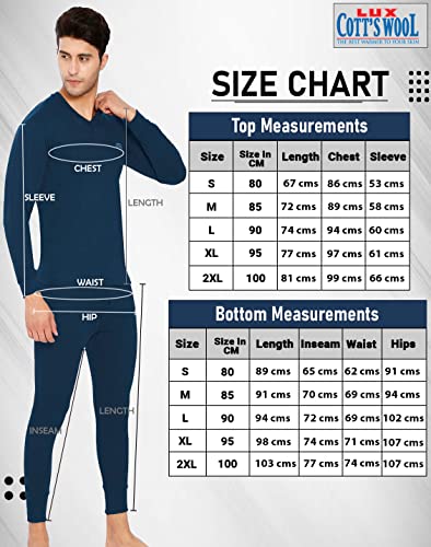Buy Lux Cottswool Men's Cotton Thermal Set (Blue, S- 80CM) at Amazon.in