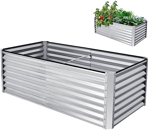 GiantexUK Metal Raised Garden Bed, Elevated Planter Box with Open ...