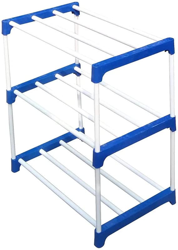 GOLAJI® Plastic Multiple Uses Rack for Office use 3 Shelves(Blue ...
