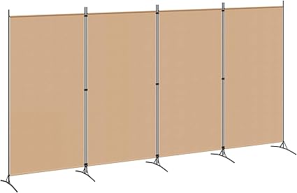 vidaXL 4-Panel Room Divider Beige 346 x 180 cm Fabric, Living Room ...