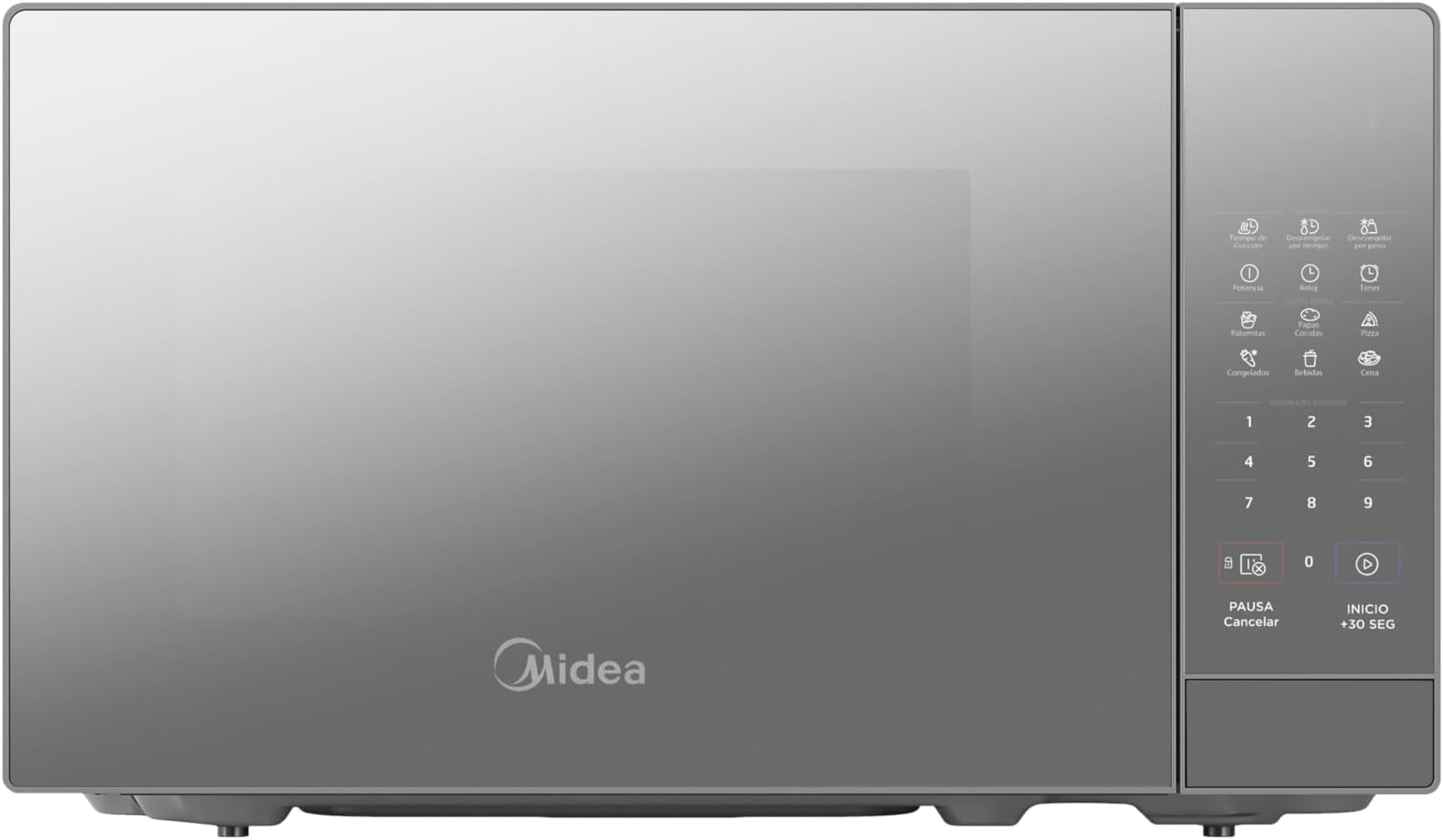 Horno de Microondas Midea 0.7 Pies Cúbicos (20L) Silver Mirror Practia ...