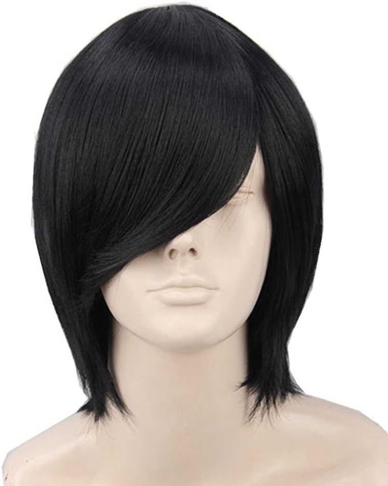 Amazon.com: Topcosplay Unisex Short Black Wigs Straight Cosplay ...