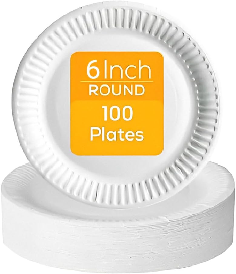XIMOGO 7inch-Pack of 100-Paper Plates-Disposable Plates-Heavy Duty ...