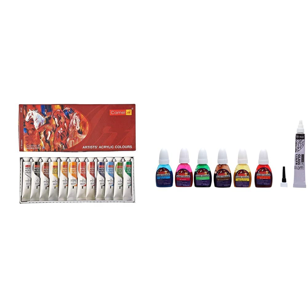 Camel Camlin Acrylic Color Box - 20Ml Tubes, 12 Shades & Camel Water ...