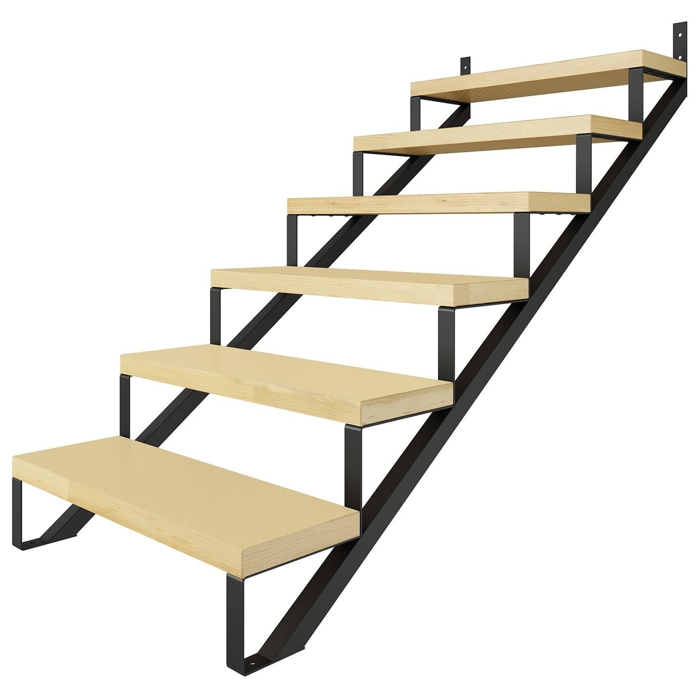 DIYHD Powder Coated Black Steel Stair Riser 6 Step Stair Stringer for ...