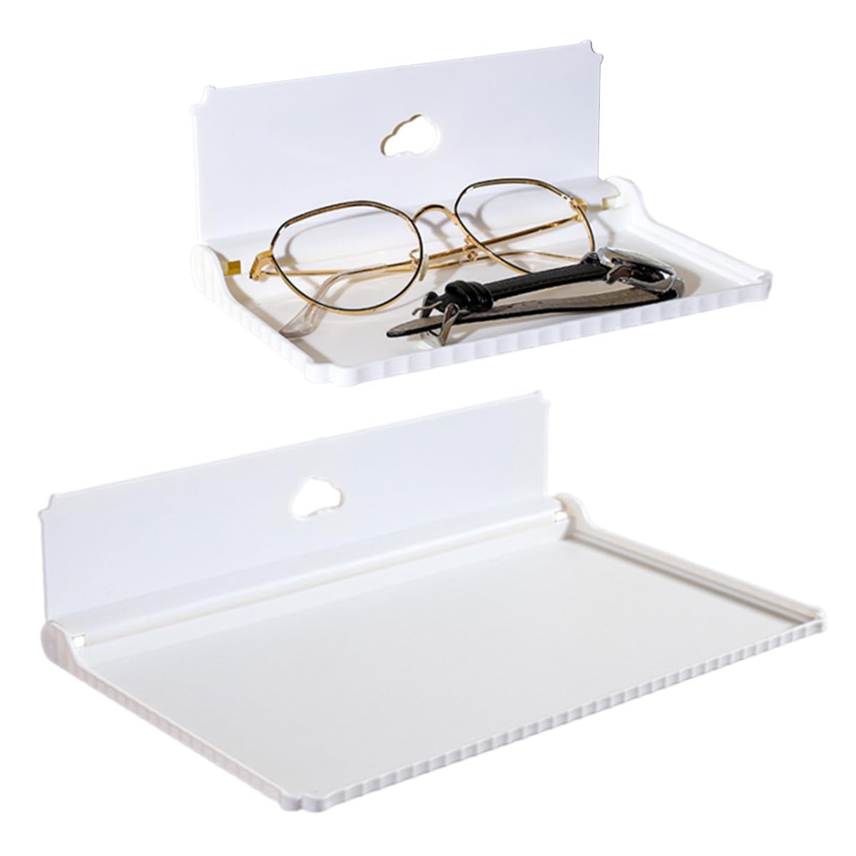 SamHeng 2 Pcs Folding Floating Shelves, 18cm/30cm White Fold Down Self ...