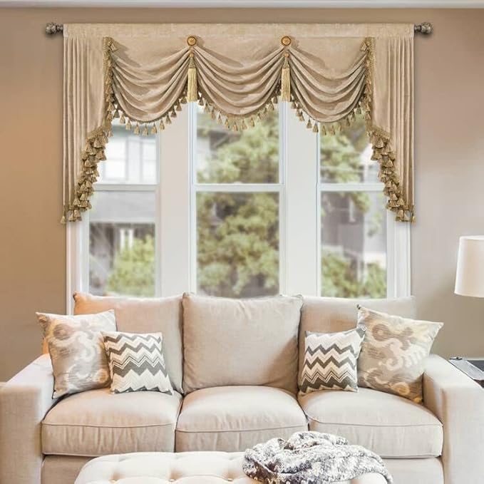 Amazon.com: Loom and Mill Thick Chenille Waterfall Valance for Living ...