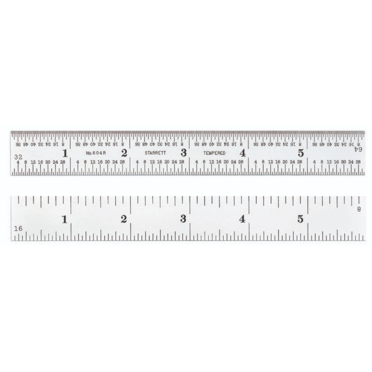 Starrett 604R-6 Spring Tempered Steel Rule with Inch Graduations, 4R ...