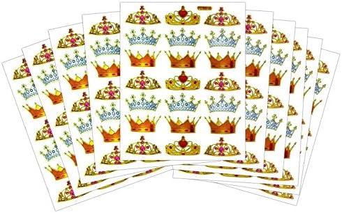 Amazon.com: Mybbshower Glitter Gold Tiara Stickers Princess Birthday ...