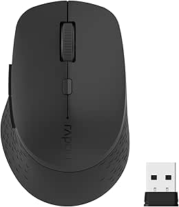 RAPOO M300G Silent Wireless Mouse, 2.4GHz Multi-Mode Bluetooth Mouse for Laptop, Adjustable up ...
