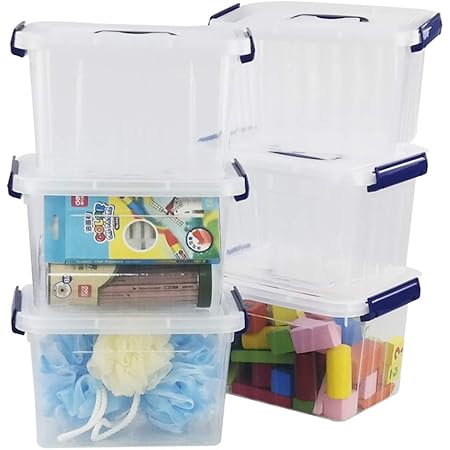 Nesmilers 6 Liter Plastic Stacking Storage Box with Lid, 6 Packs ...
