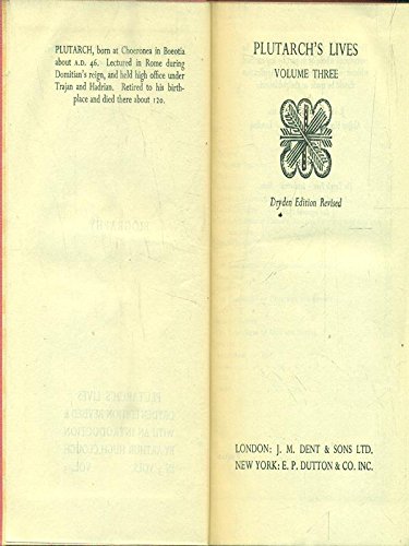 PLUTARCH'S LIVES VOLUME THREE (EVERYMAN'S LIBRARY 409): Plutarch ...