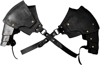 Amazon.com: UxicRuya Medieval PU Leather Shoulder Pads Adjustable ...