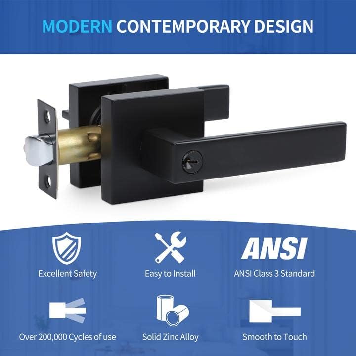 4 Pcs Keyed Entry Levers Matte Black Heavy Duty Locksets Interior ...