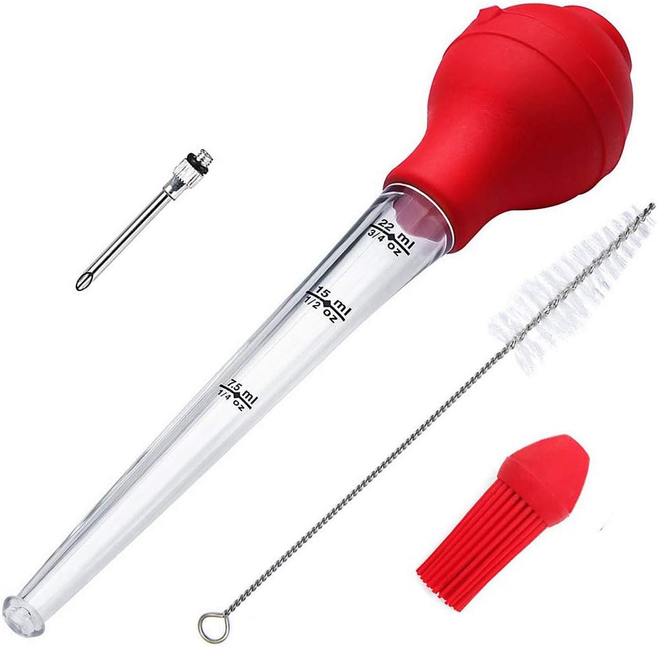 kuou Turkey Baster Syringe Meat Injector Kit, Marinade Needle Pump Drip ...