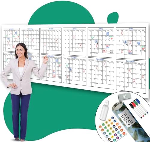 Dry Erase Vertical Three Month Laminated jumbo Wall Calendar, 46" x 63 ...