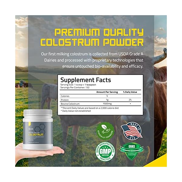TBR Labs Bovine Colostrum Powder with Immunoglobulins and Lactoferrin ...