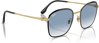 Amazon.com: Ray-Ban RB3720 Square Sunglasses, Black On Gold/Clear ...