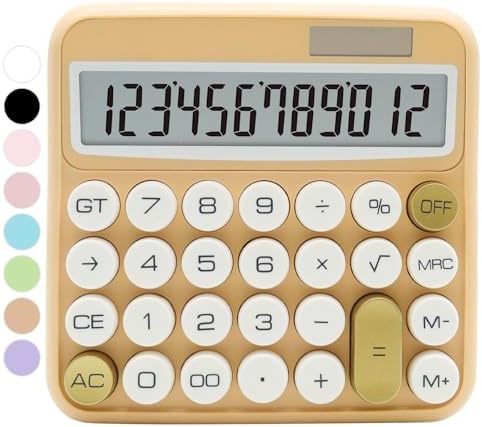 White Calculator, Beige Standard Calculator 12 Digit with Large LCD ...