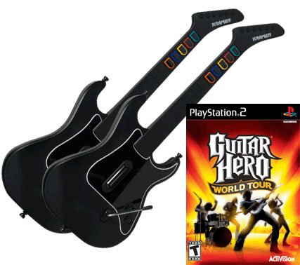 Amazon.com: Guitar Hero World Tour for PS2 + 2 x Guitar Hero Kramer ...