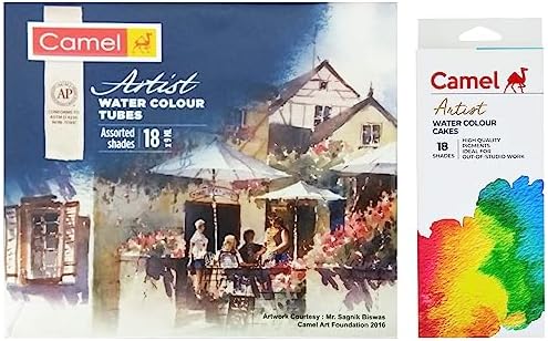 Camel Artist's Water Color Box - 9ml Tubes, 18 Shades Artist water ...