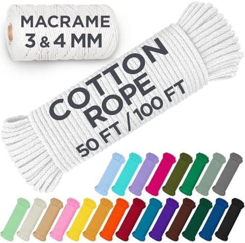Amazon.com: 100 Ft Heavy Duty Braided Cotton Rope Clothesline ...