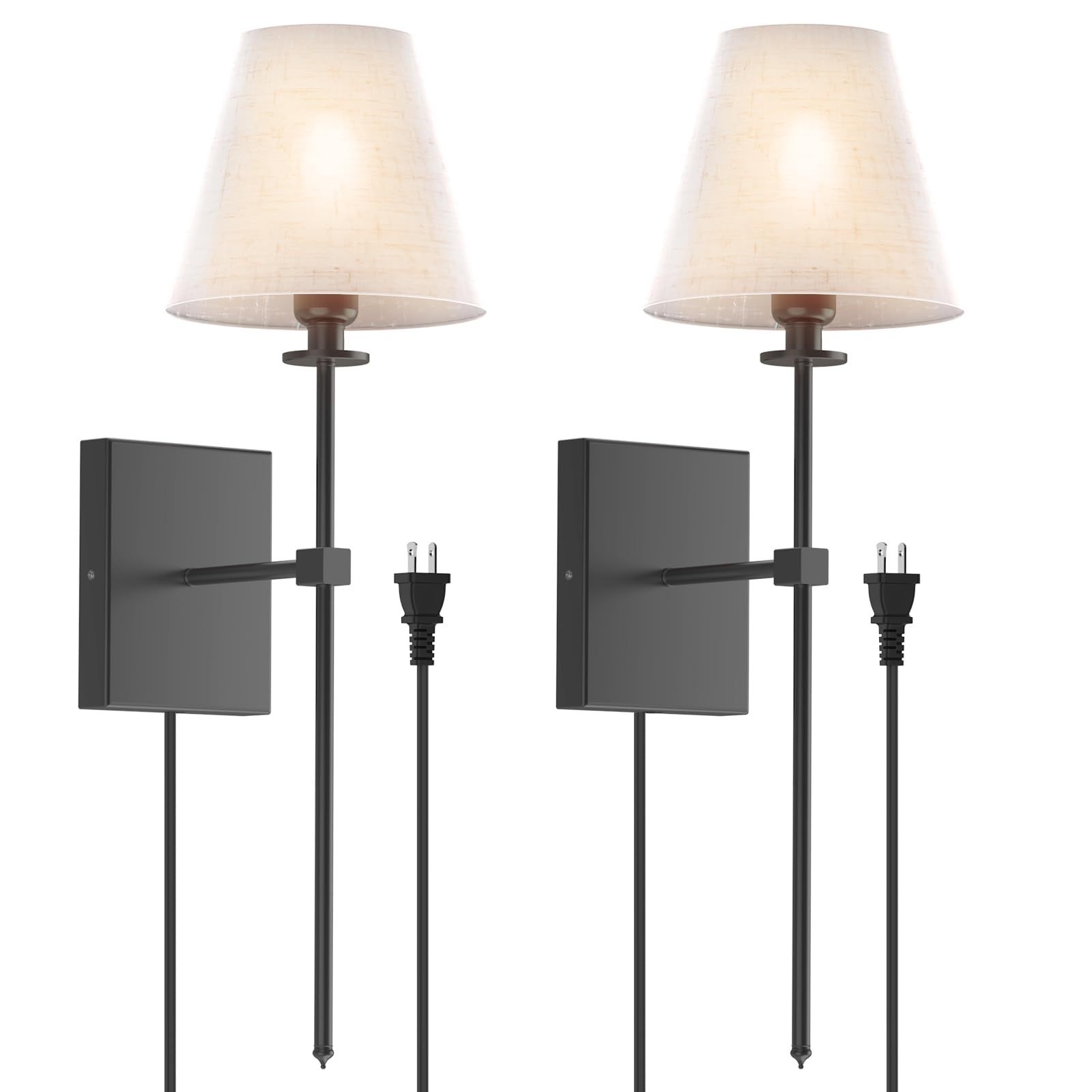 Eqquorva Wall Sconces Set of Two Linen Fabric Wall Sconce Lamp Shade ...
