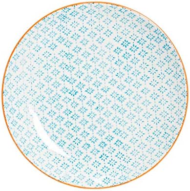 Nicola Spring Hand-Printed Dinner Plates - 25.5cm - 3 Colours - Pack of ...