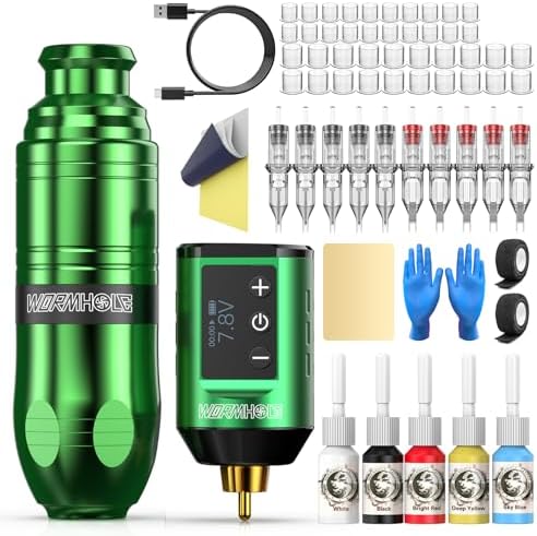 Amazon.com: Tattoo Gun Kit, Wormhole Wireless Tattoo Machine Kit Tattoo ...