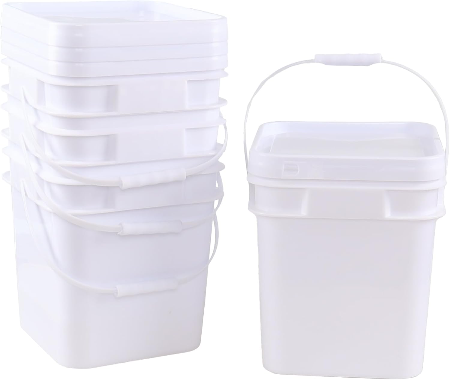 Amazon.com: Zerdyne 4 Pcs 3 Gallon Plastic Square Bucket Pail Container ...