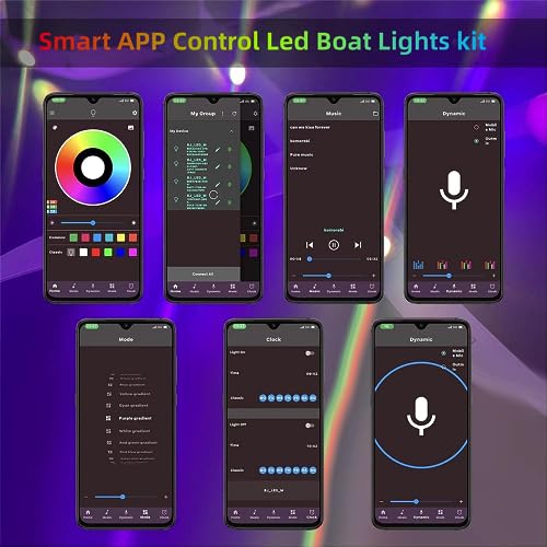 Led Boat Lights 45FT , 12V APP RF Remote Control Pontoon Boat Fishing Boat