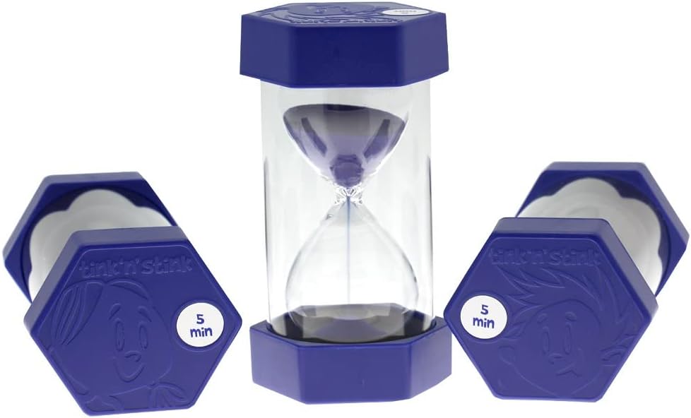 Tink n Stink Large Sand Timer 5 Minute Blue Hourglass with Robust End ...