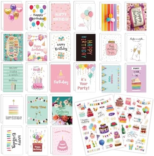 24 Unique Happy Birthday Cards, Assortment Birthday Cards with ...