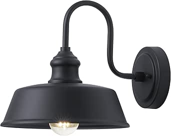 INNOSPARX 12in Dome Outdoor Barn Lights Black Exterior Gooseneck ...