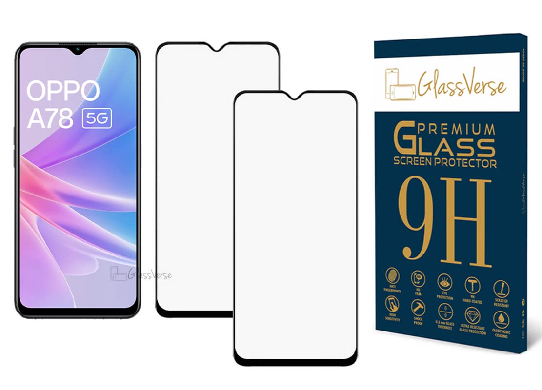 GlassVerse Anti-Shatter Tempered Glass For Oppo A78 5G (Pack Of 2) with ...