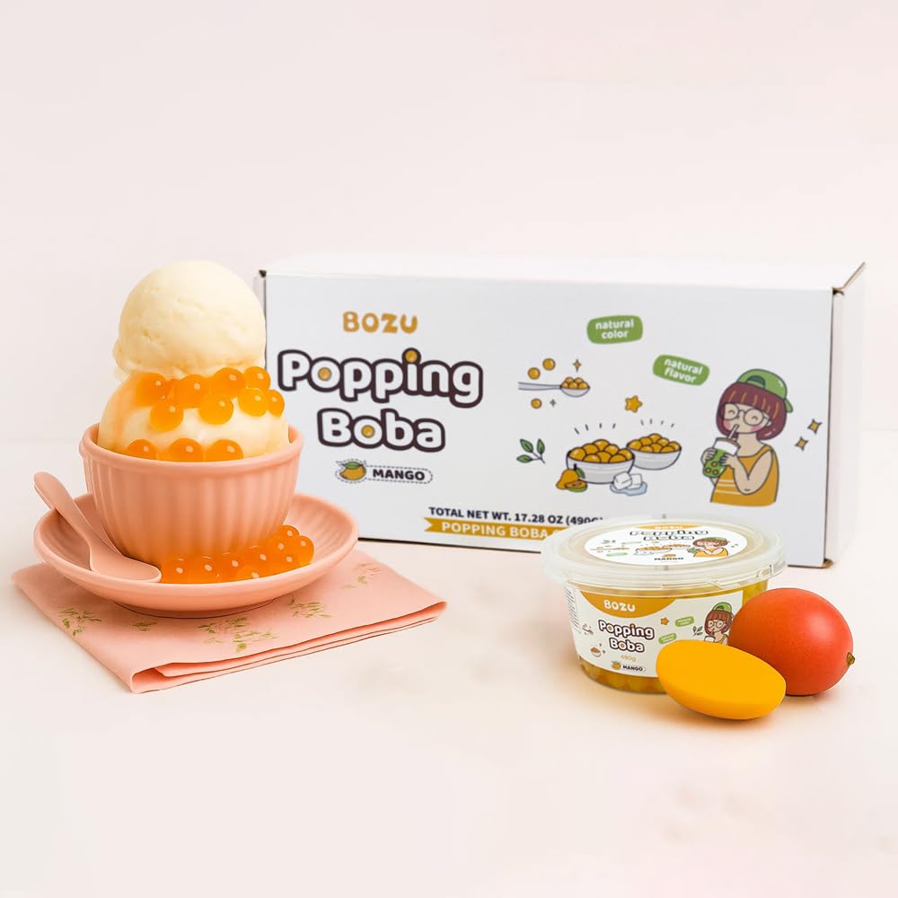 BOZU Mango Popping Boba Kitnaturally flavored, no artificial colors ...