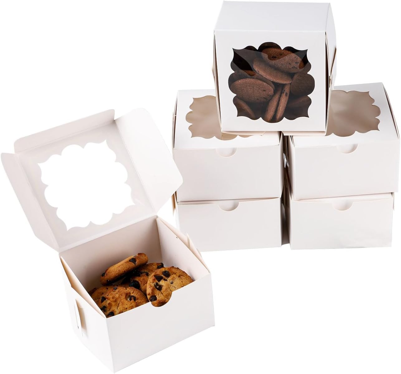 Amazon.com: NPLUX 50pcs Cookie Boxes with Window Bakery Boxes Small ...