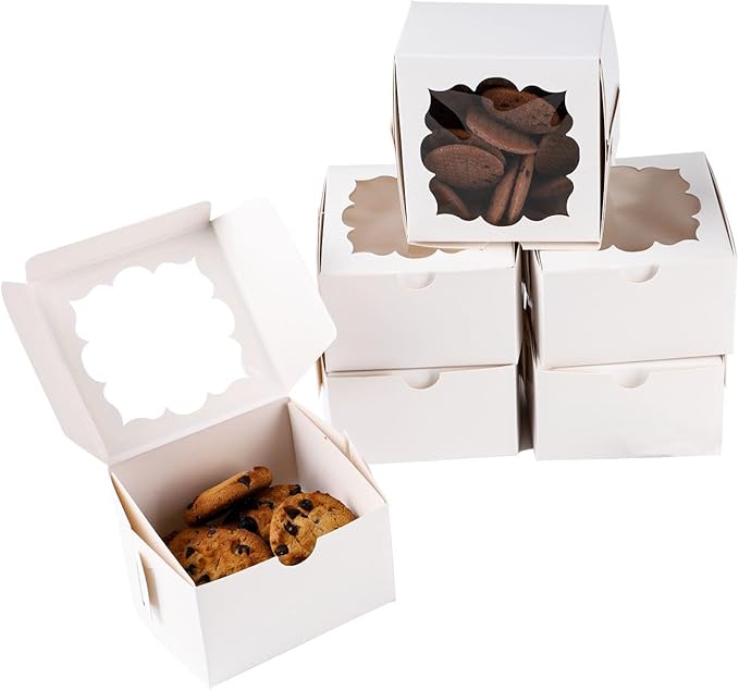 Amazon.com: NPLUX 50pcs Cookie Boxes with Window Bakery Boxes Small ...