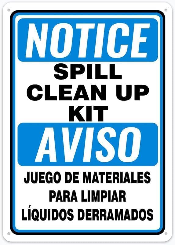 Amazon.com: Notice Safety Sign Spill Clean Up Kit Bilingual ...